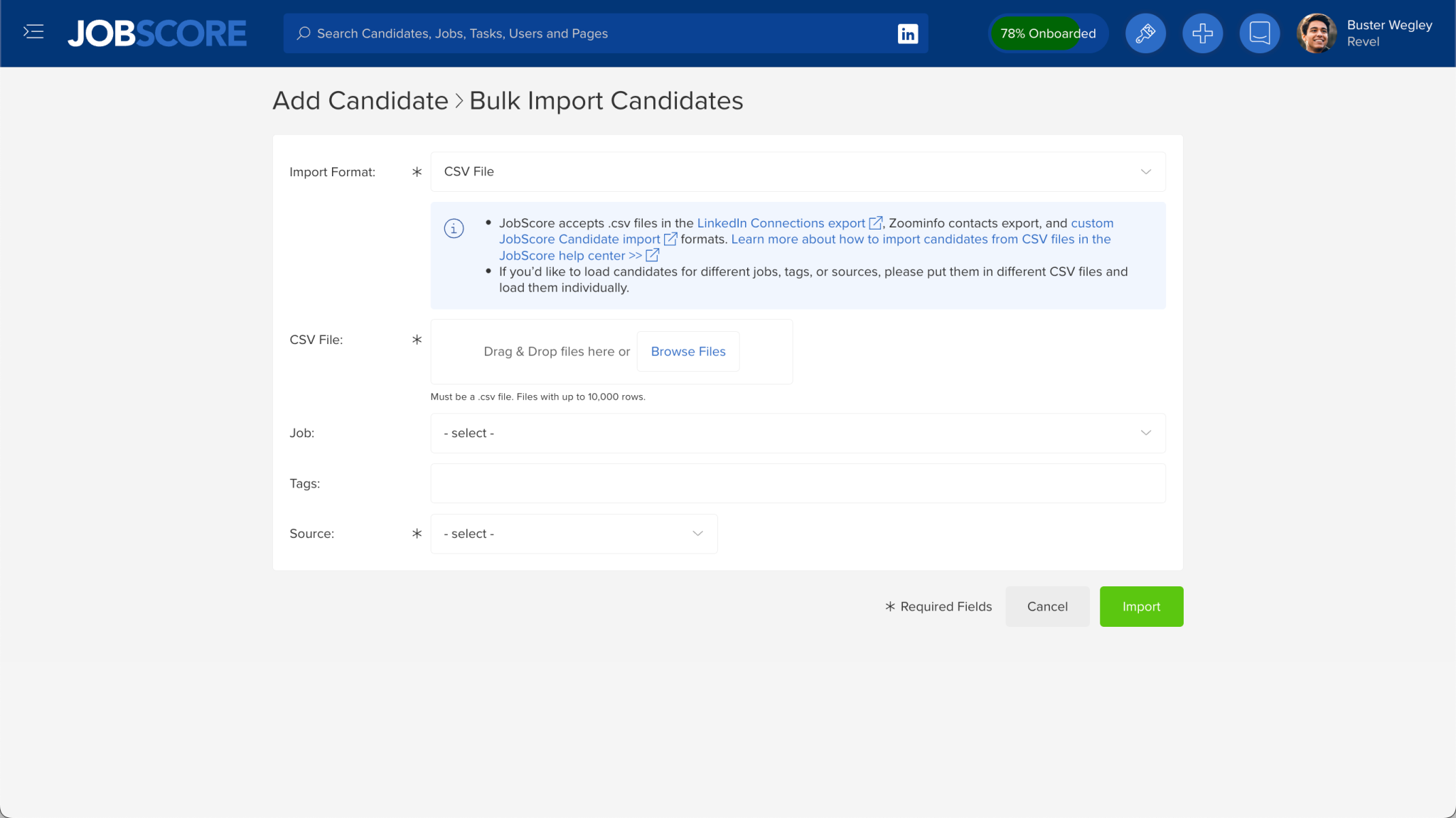 Bulk Import Candidates from Spreadsheets | JobScore
