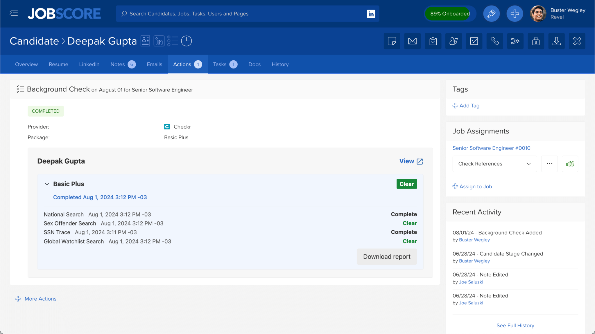 Checkr Background Check Integration | JobScore